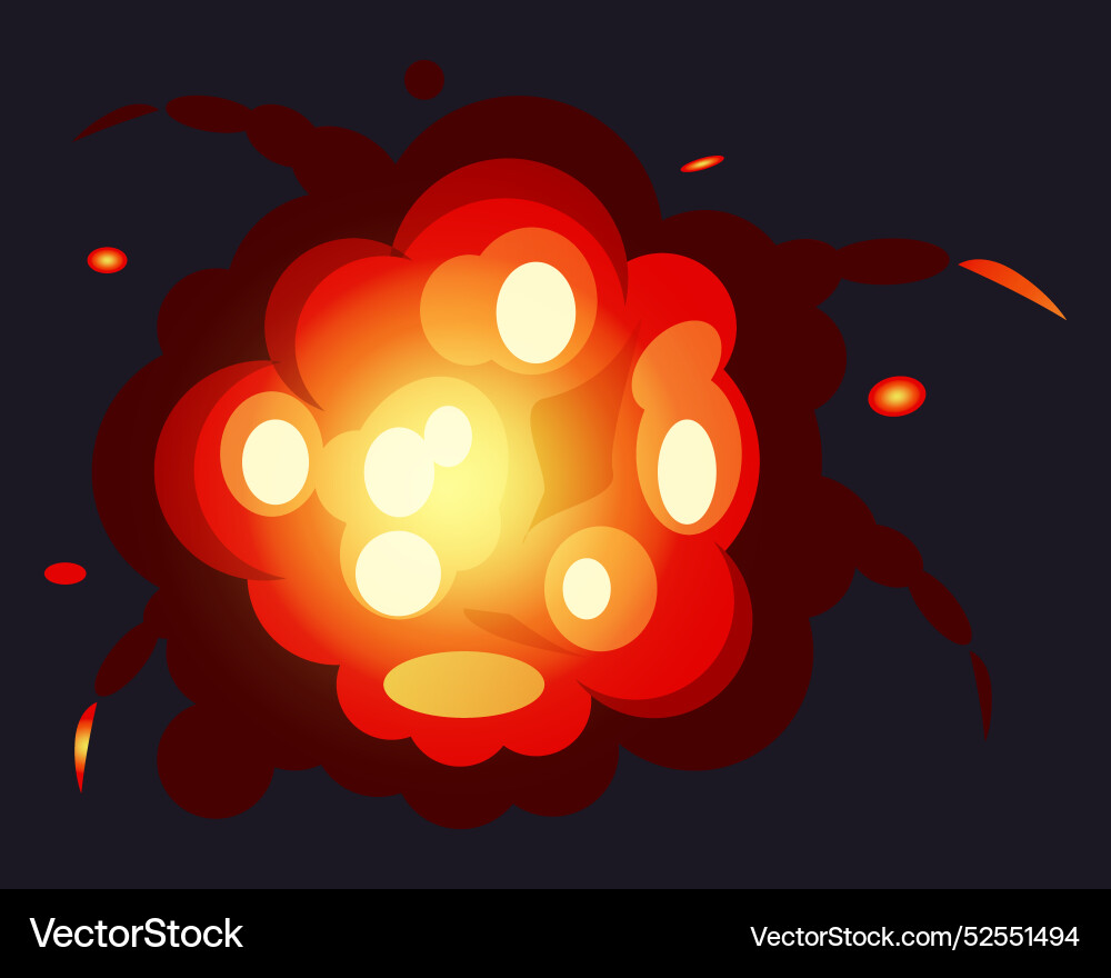 Fire explosion flame burst weapon boom effect Vector Image