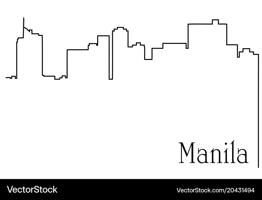 Manila city one line drawing Royalty Free Vector Image