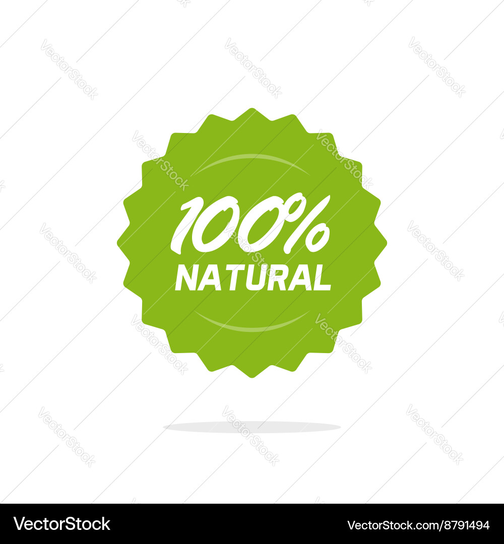 Natural 100 percent green label isolated Vector Image