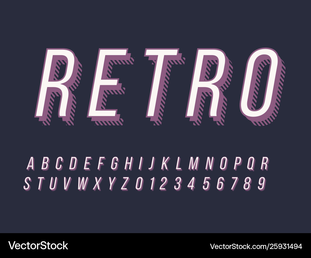 Retro font and alphabet stock Royalty Free Vector Image