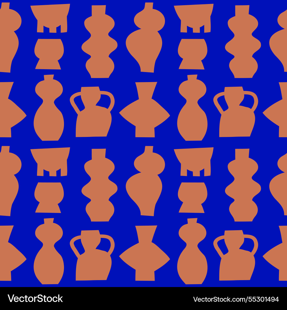 Seamless pattern with ceramic pottery tableware Vector Image