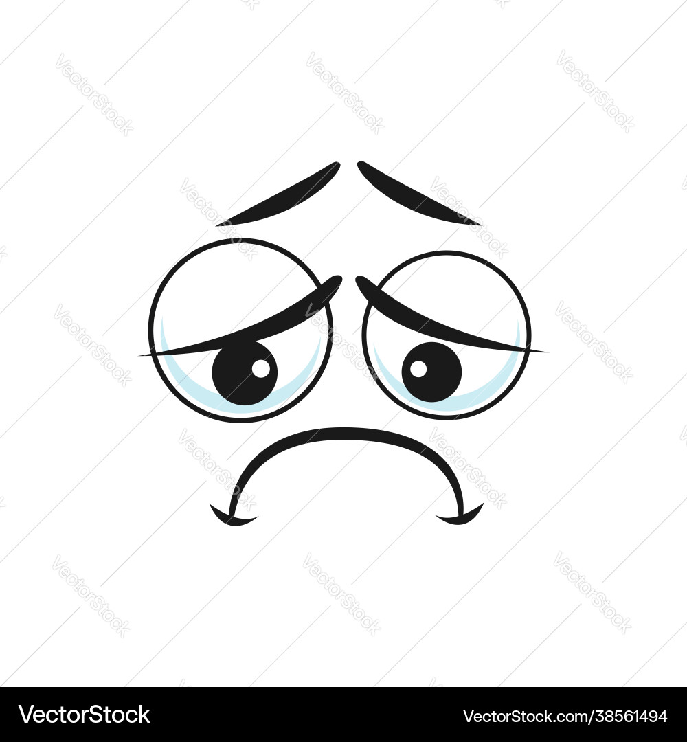 Upset emoticon with sad face expression isolated Vector Image