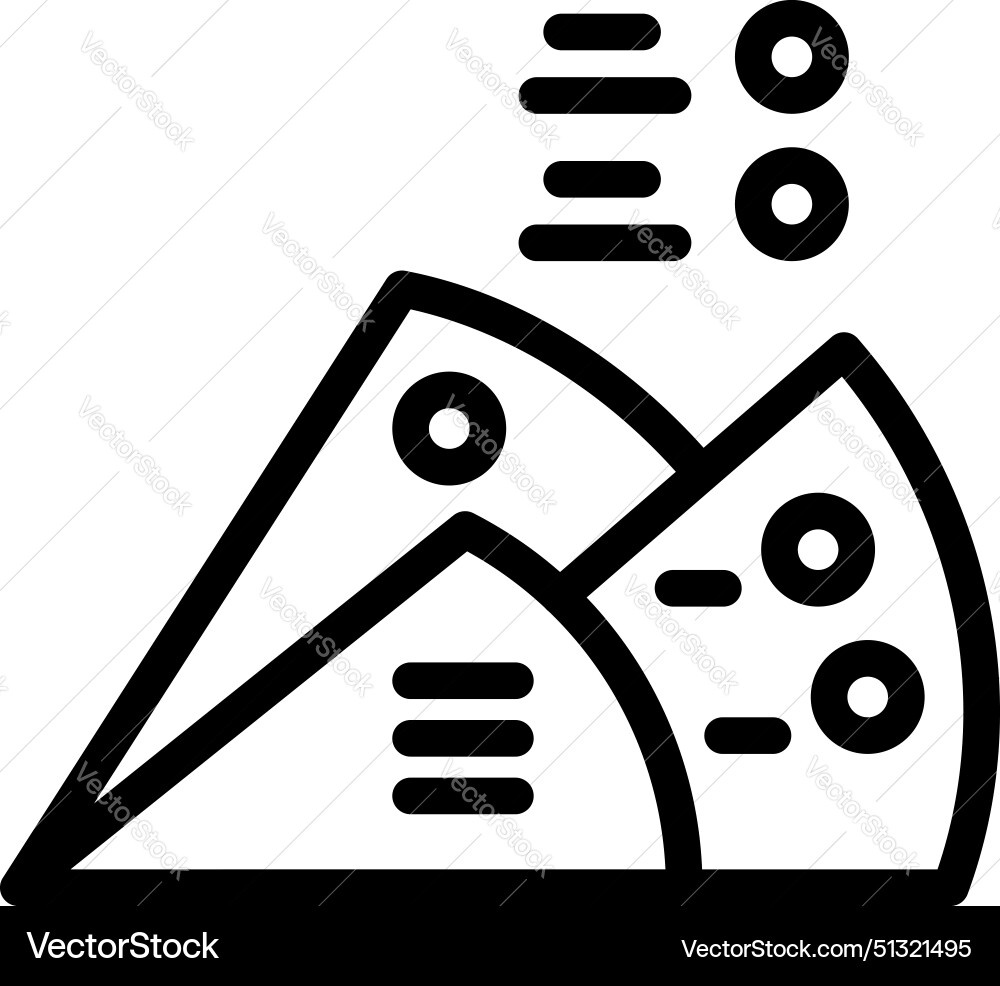 Abstract mountain icon with snowcaps and sun Vector Image