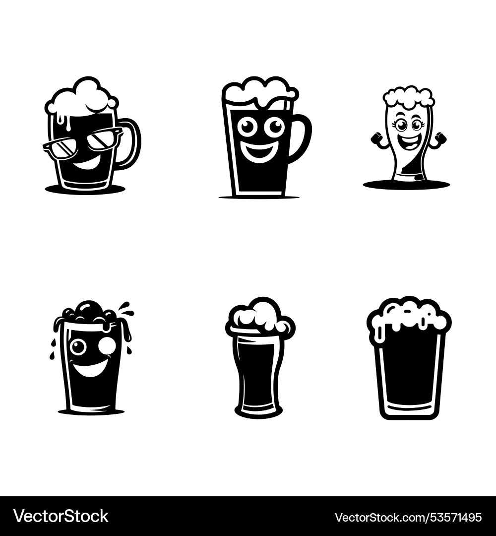 Beer glass silhouette Royalty Free Vector Image