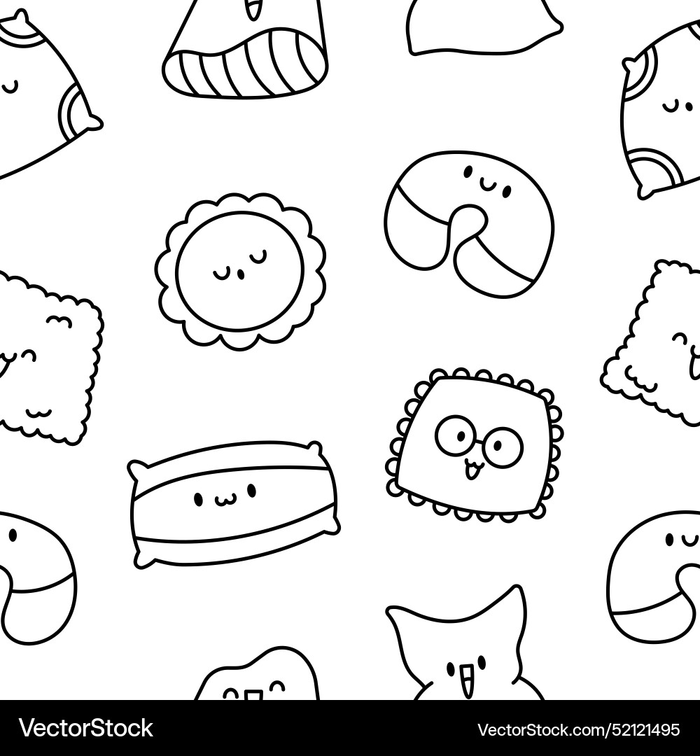 Cute sleeping smiling pillow coloring page Vector Image