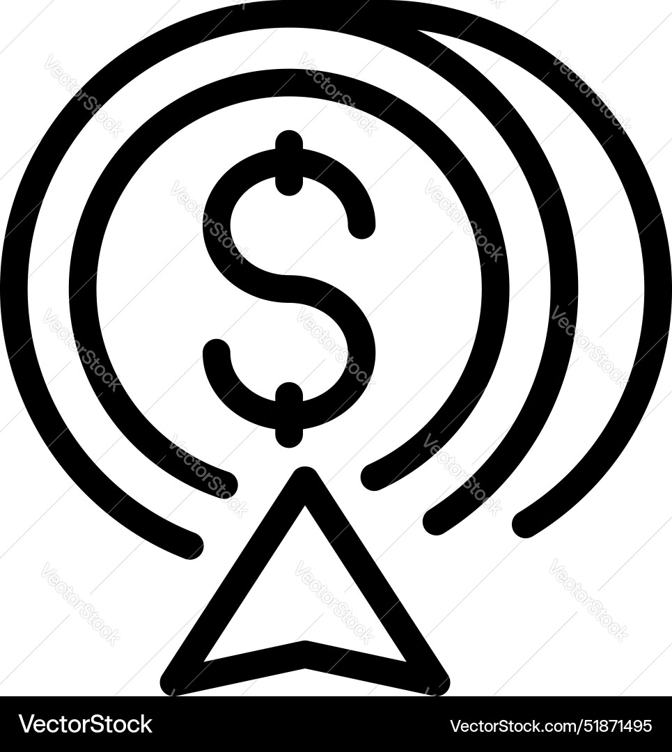 Dollar coin sending signals with arrow pointing up