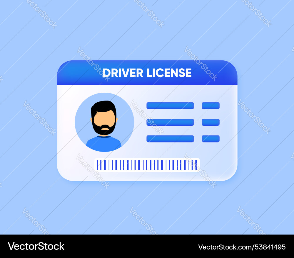 Driver license id card with photo avatar Vector Image