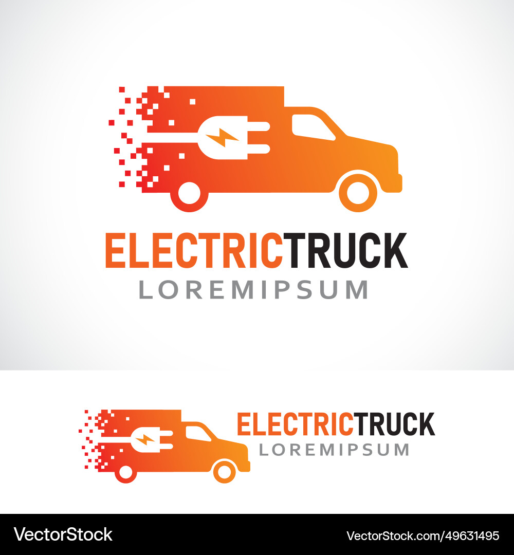 Electric truck logo design template Royalty Free Vector