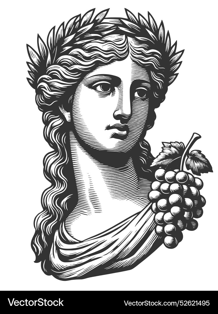 Greek statue with grapes Royalty Free Vector Image