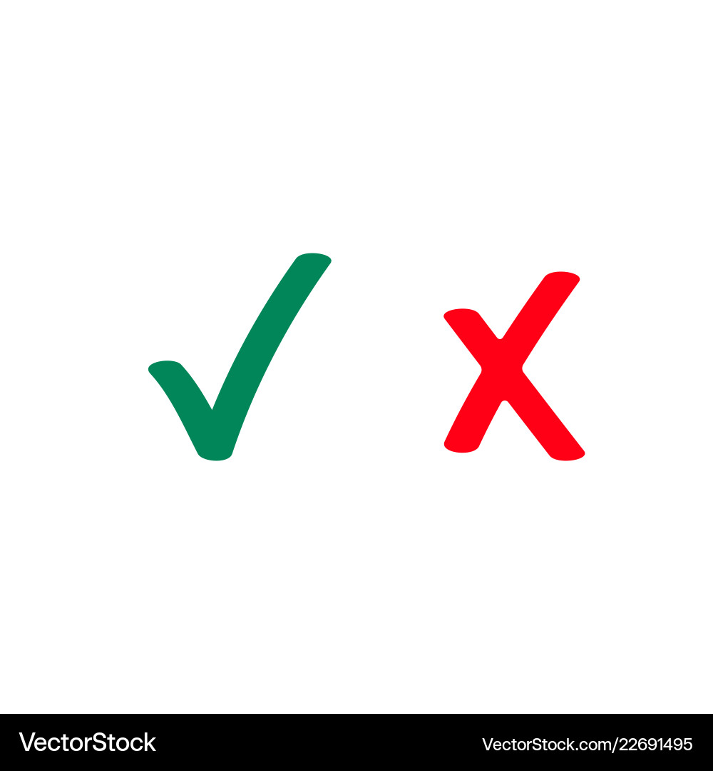 Green tick and red checkmark icons Royalty Free Vector Image