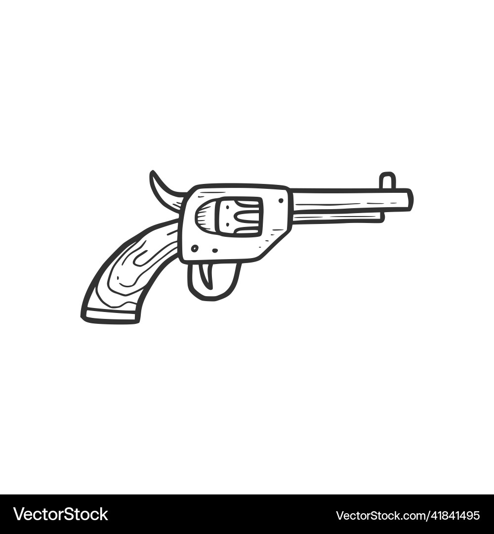 Hand drawn revolver gun element Royalty Free Vector Image