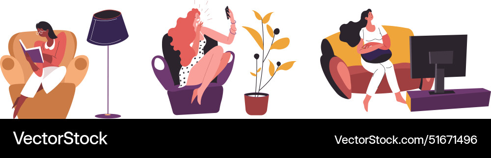 Cozy indoor relaxation activities Royalty Free Vector Image