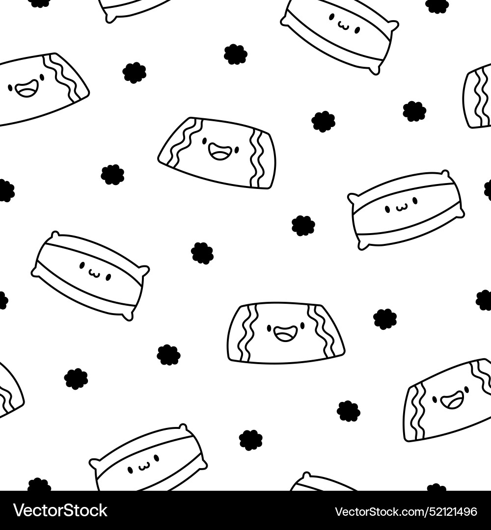 Cute sleeping smiling pillow coloring page Vector Image