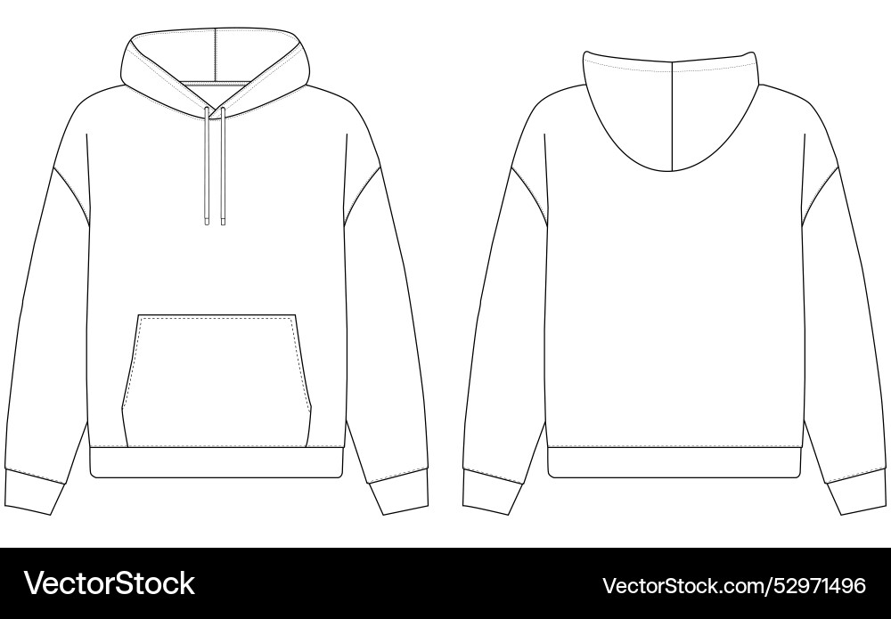 Hoodie drawn outline technical fashio Royalty Free Vector