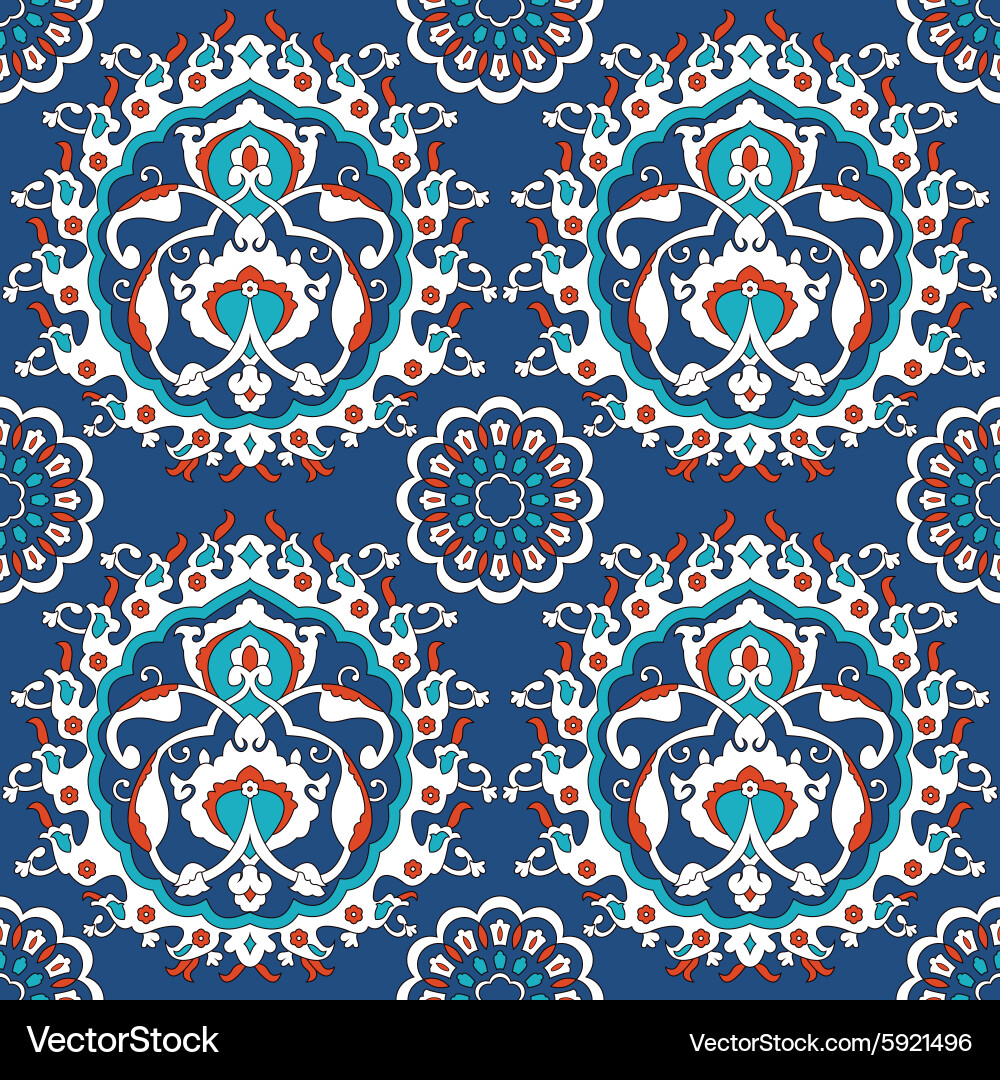 Intricate Blue Arabesque Tile Pattern Royalty Free Vector