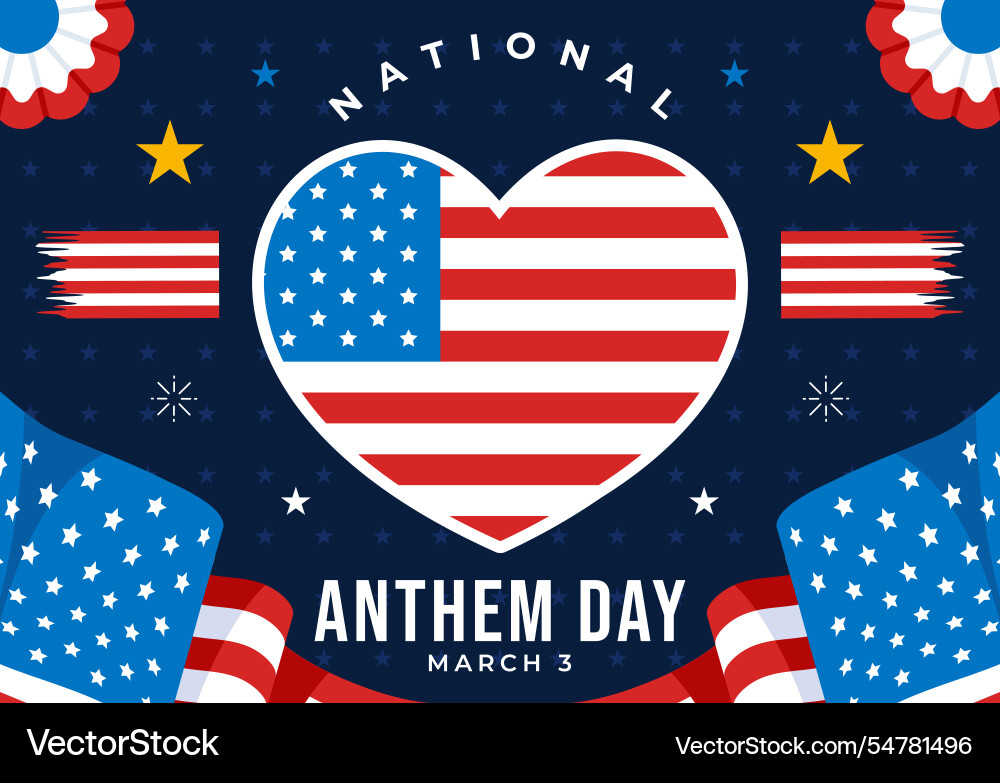 National anthem day on march 3 featuring Vector Image