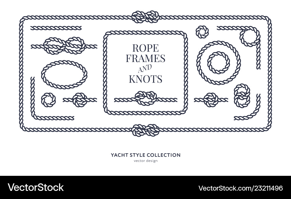 Nautical rope knots and frames Royalty Free Vector Image