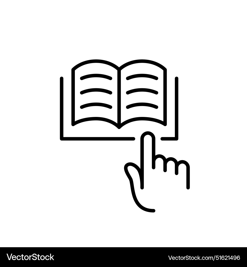 Open book and finger tapping on it easy access Vector Image