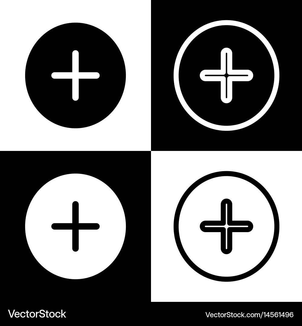 Positive symbol plus sign black and white – Royalty-Free Vector ...
