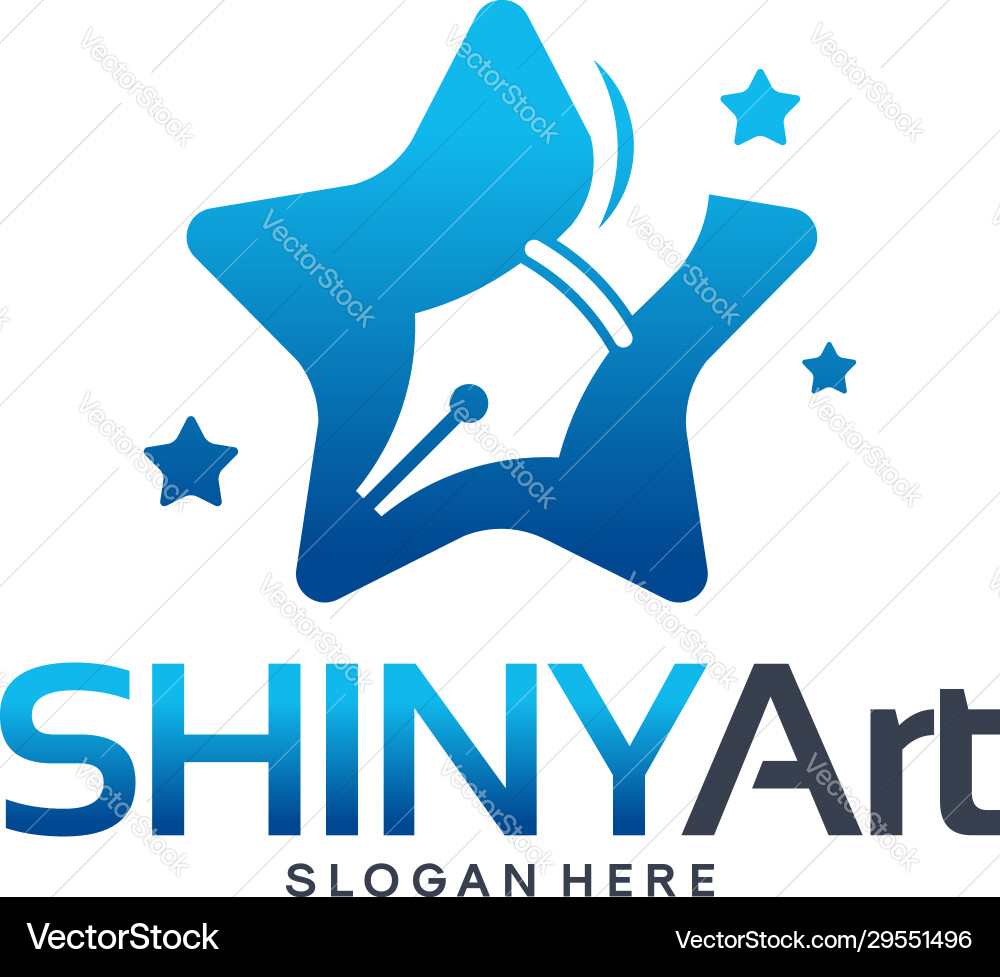 Shiny art logo designs concept star writer Vector Image