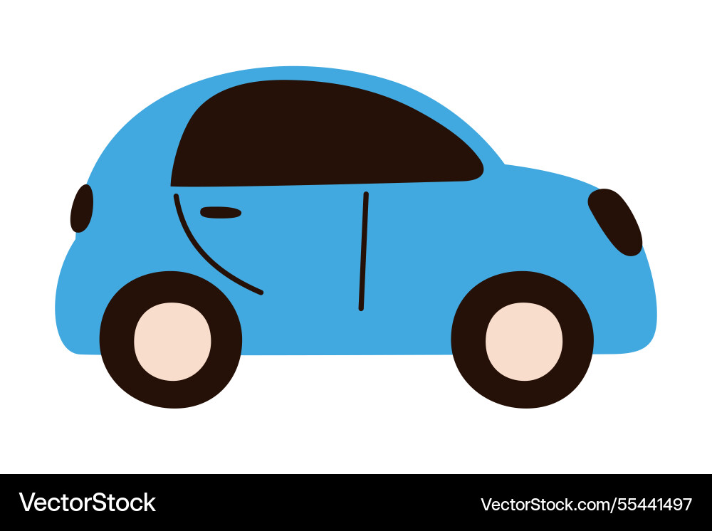 Blue cartoon mini car Royalty Free Vector Image