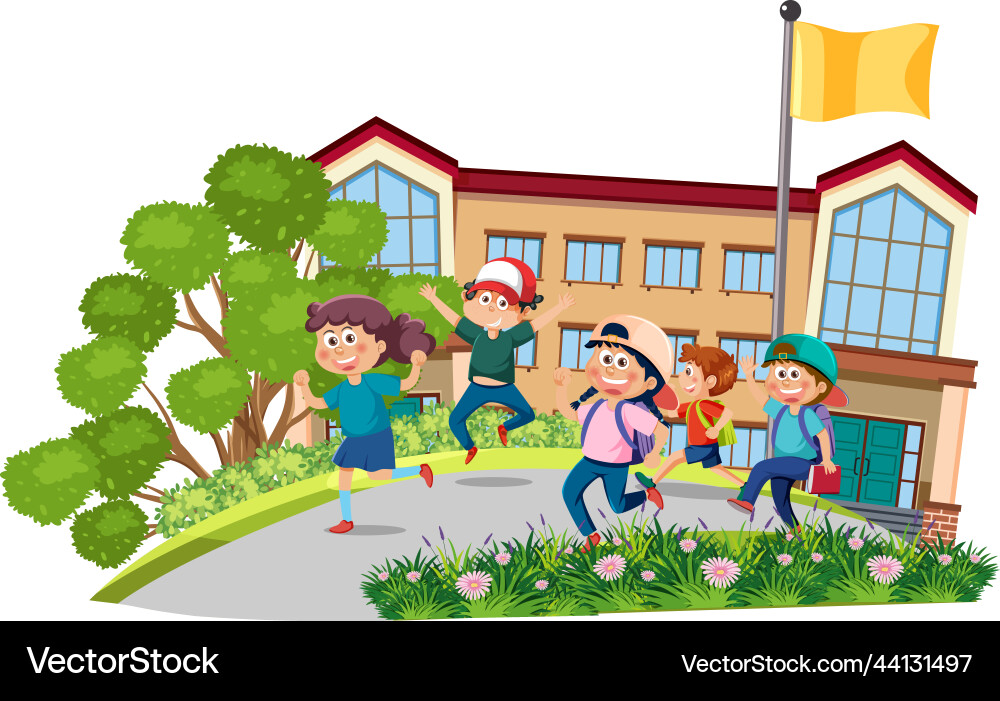 Children going to school Royalty Free Vector Image