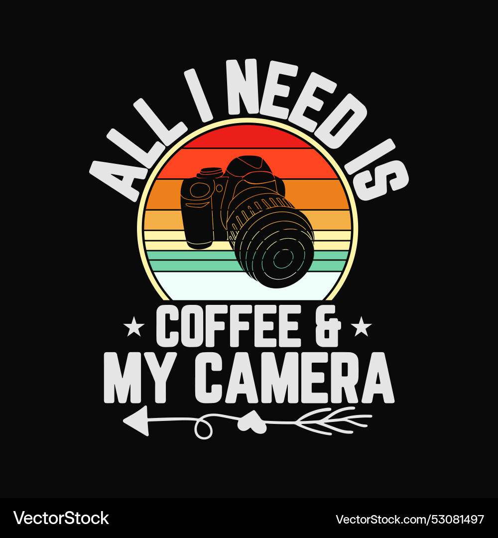 Coffee camera funny vintage photography Royalty Free Vector