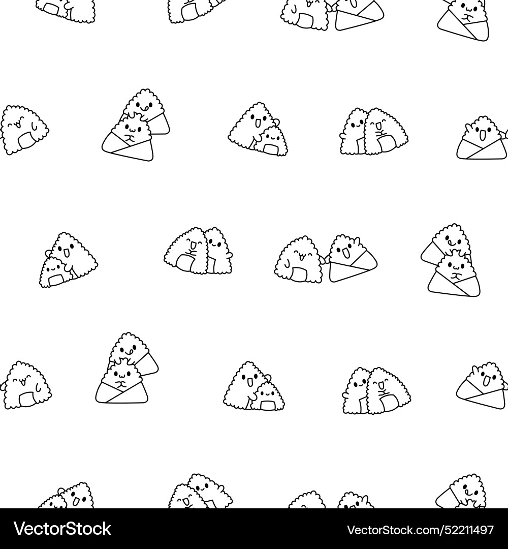 Cute kawaii onigiri coloring page Royalty Free Vector Image