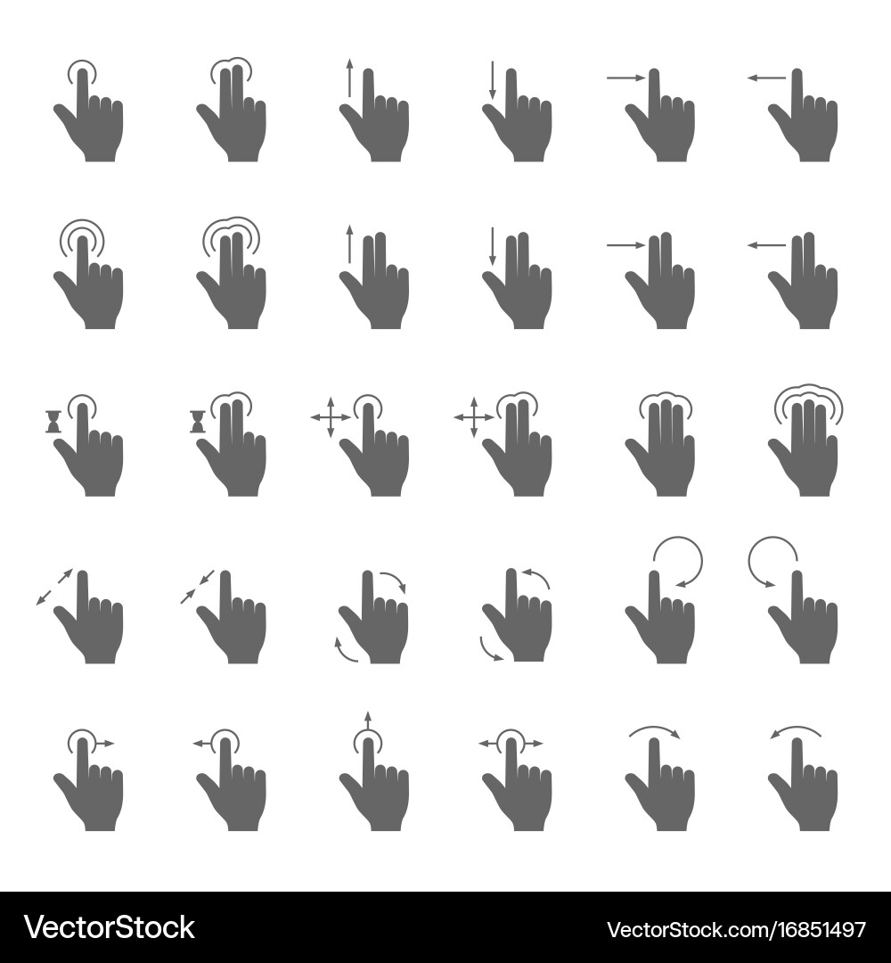 Hand swipe and drag gesture icons Royalty Free Vector Image