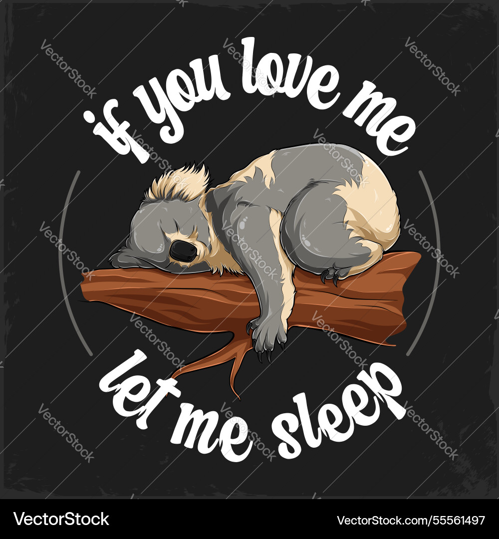 Lazy koala sleeping peacefully on a tree branch Vector Image