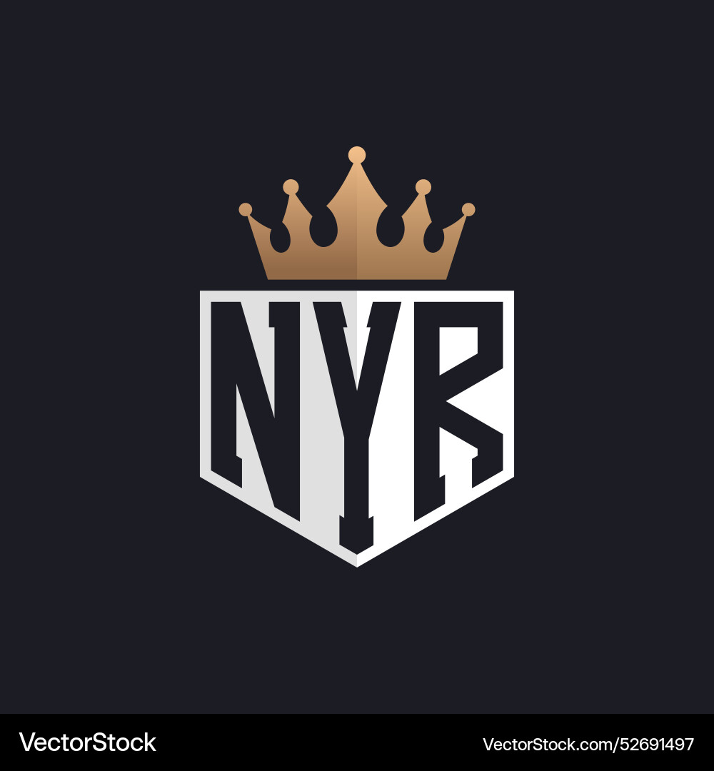 Luxury nyr logo with crown elegant initials Vector Image
