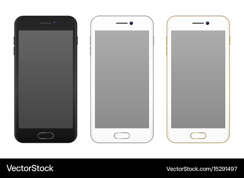 Realistic smartphone icon set - black solver Vector Image