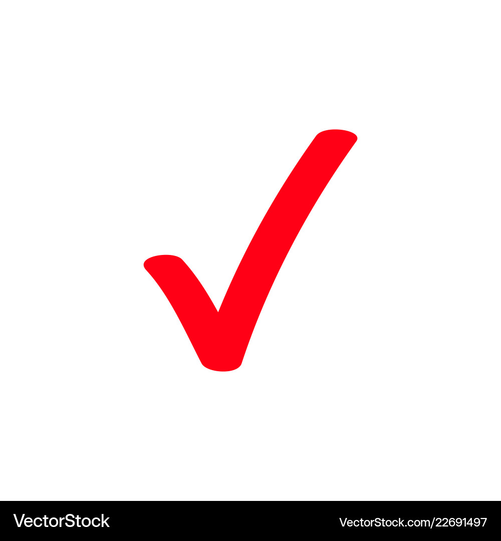 Red tick marker checkmark icon Royalty Free Vector Image