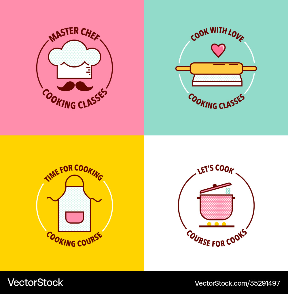 Set logo for cooking classes and courses Vector Image