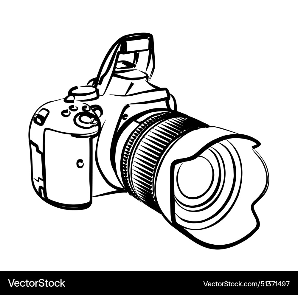 Sketch of a slr camera Royalty Free Vector Image