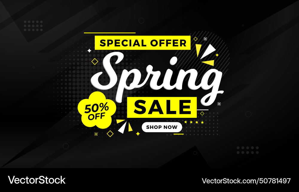 Spring sale promotion banner template Royalty Free Vector