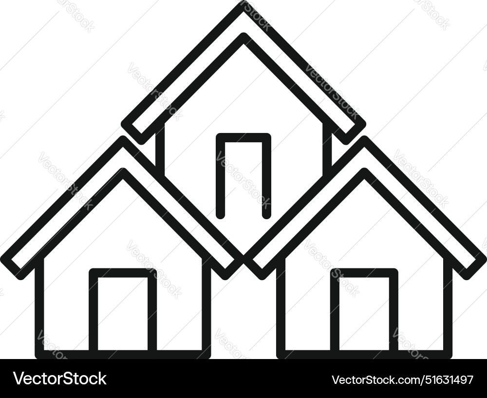 Three houses icon representing the concept Vector Image
