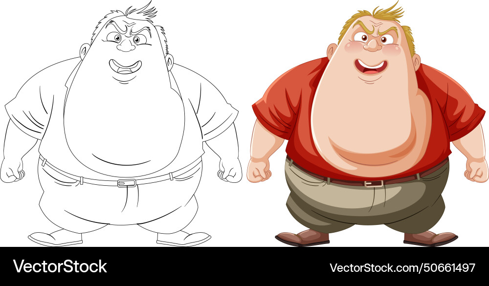 Two happy cartoon characters standing side Vector Image
