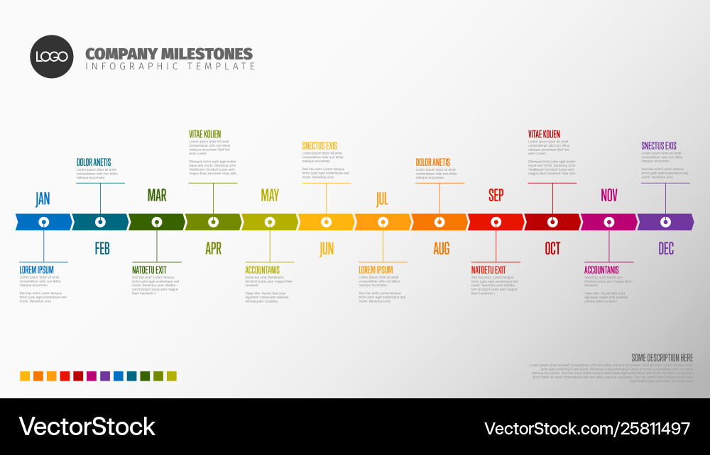 Year Timeline Calendar Template Royalty Free Vector Image