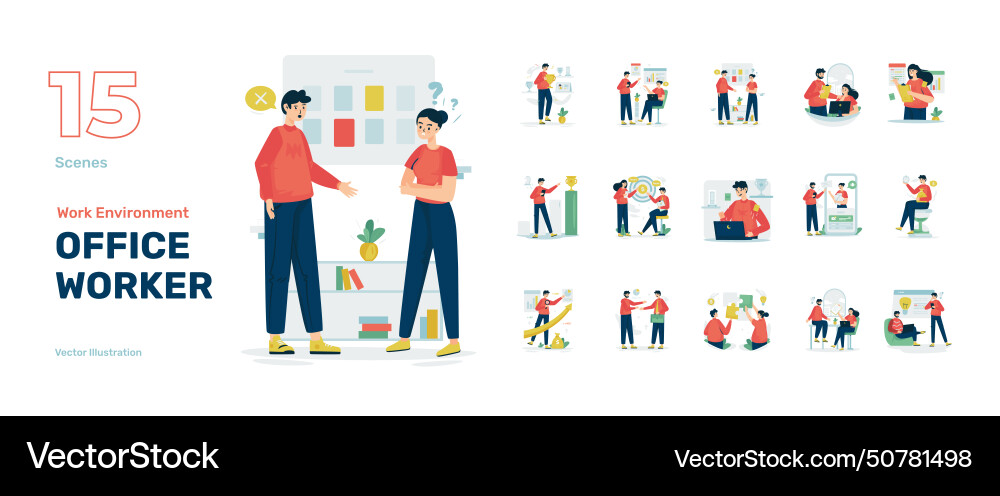 Business office worker figure set Royalty Free Vector Image