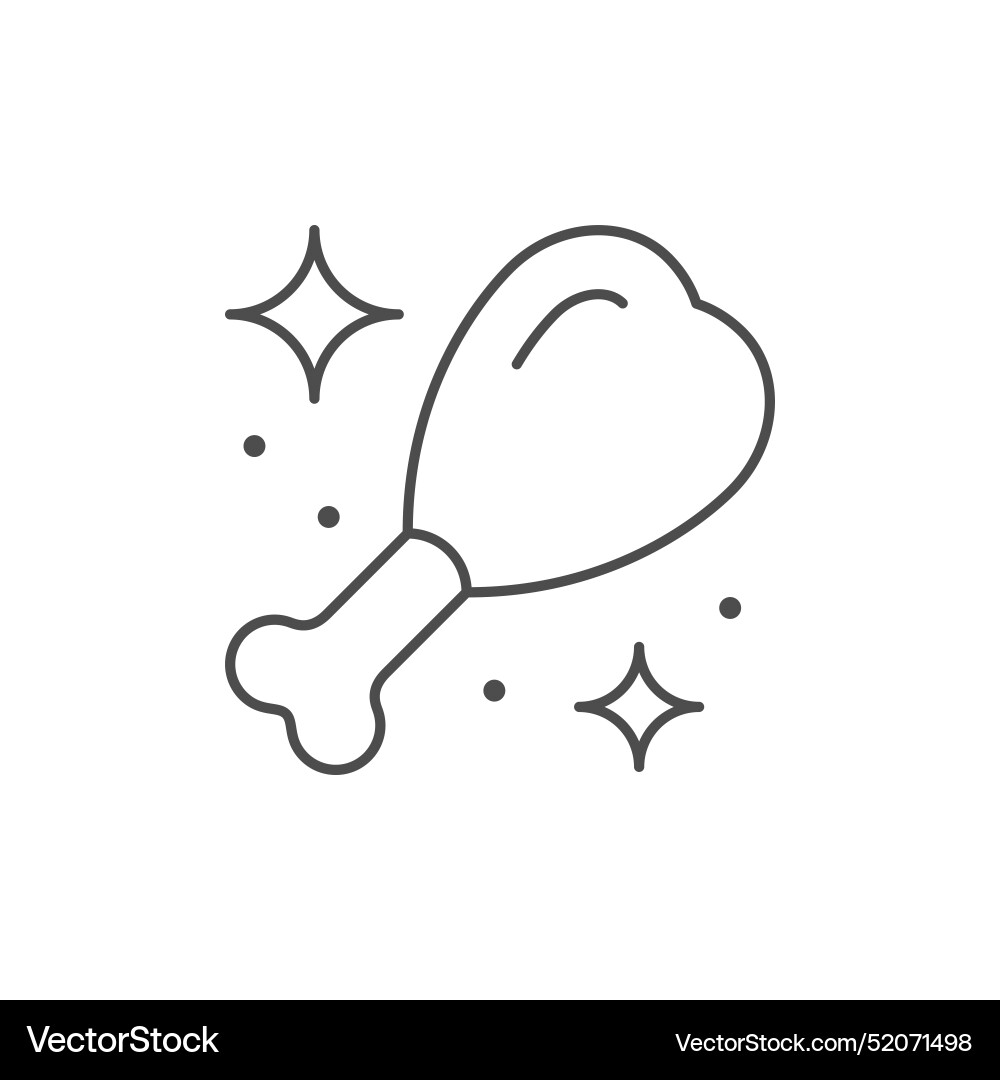 Chicken leg line outline icon Royalty Free Vector Image