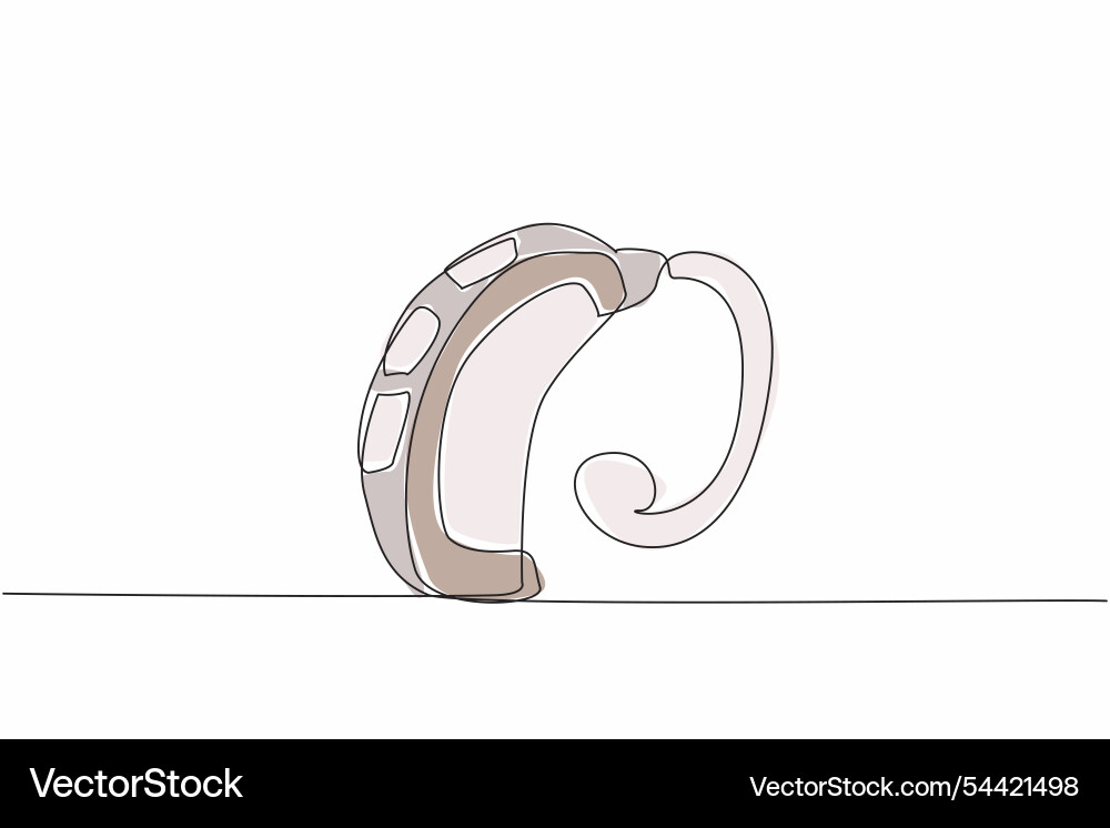 Continuous one line drawing hearing aid Royalty Free Vector