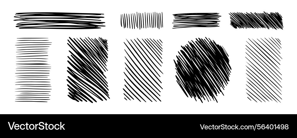 Doodle hand drawn hatching texture lines set Vector Image