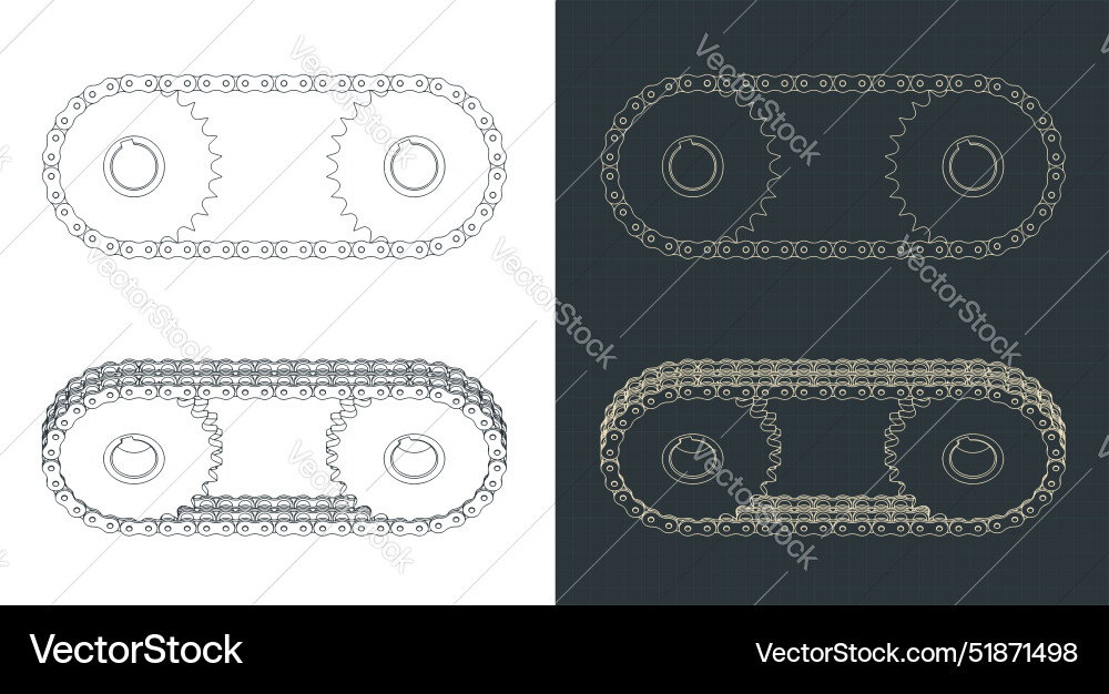 Double chain drive technical drawings Royalty Free Vector