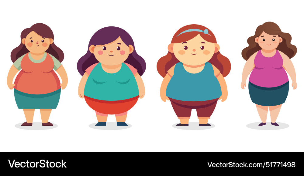 Fat woman collection set highly Royalty Free Vector Image