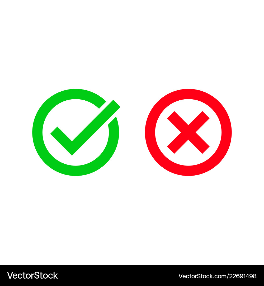 Green tick and red checkmark circle icons Vector Image