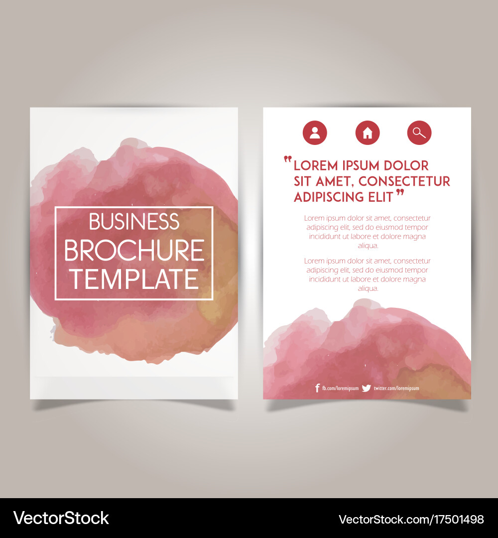 Hand drawn watercolor brochure template design Vector Image