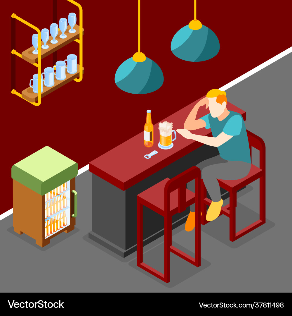 Loneliness isometric background Royalty Free Vector Image