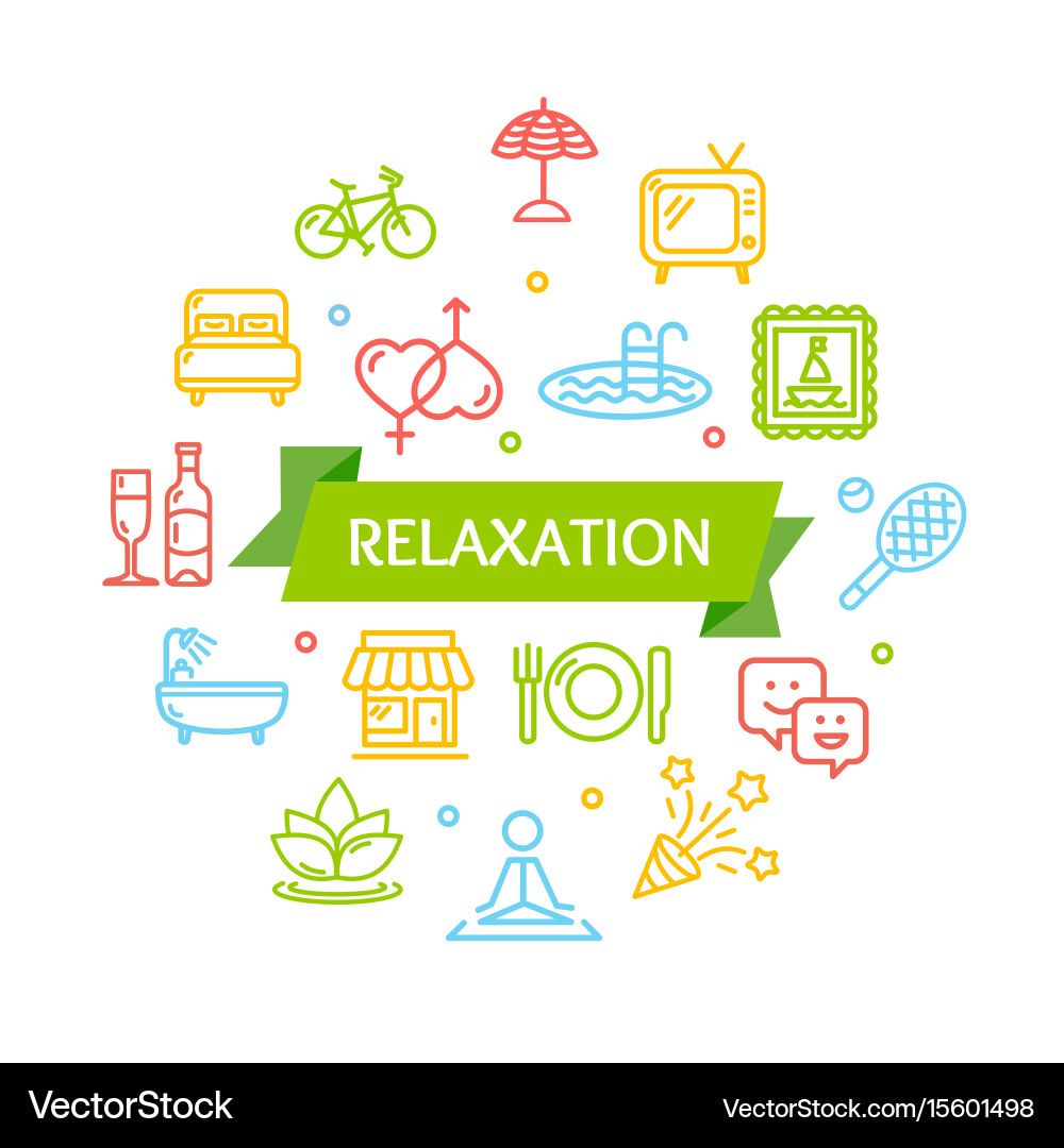 Relaxation Rest Time Icon Set Royalty Free Vector Image