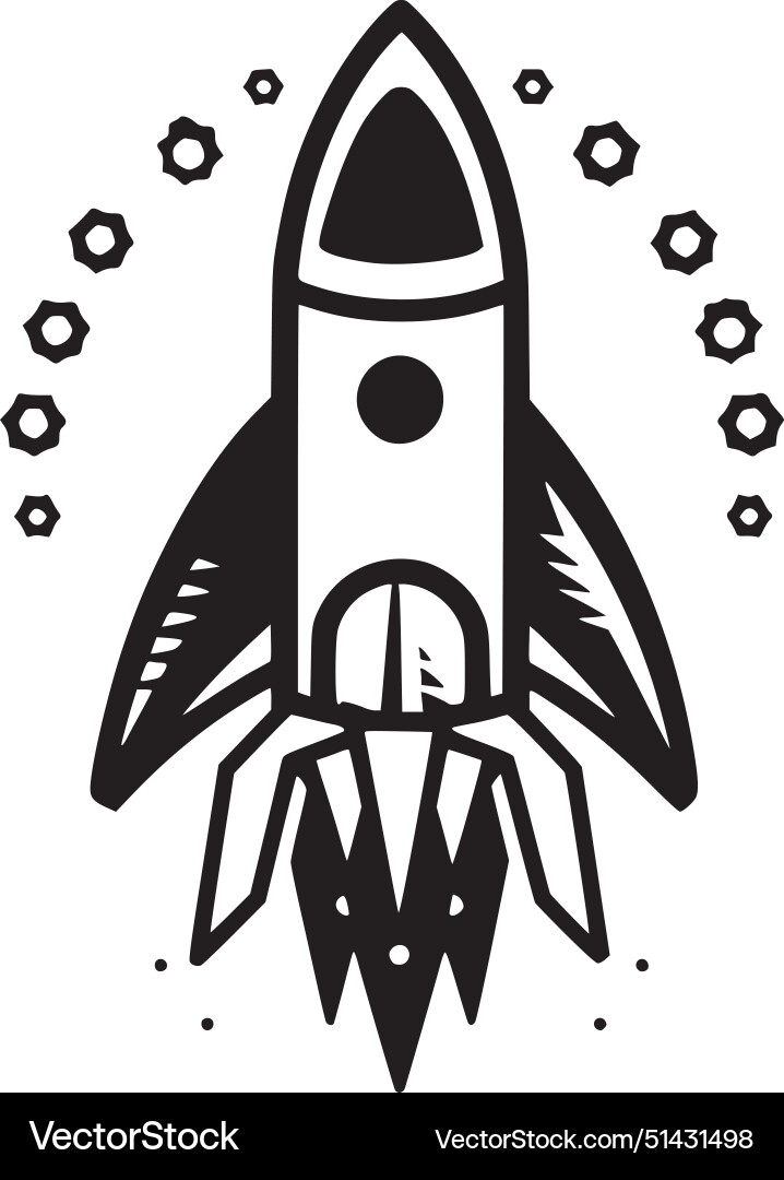 Rocket - black and white isolated icon Royalty Free Vector